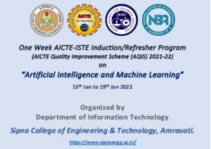 One Week AICTE-ISTE Induction/Refresher Program on Artificial Intelligence and Machine Learning ...