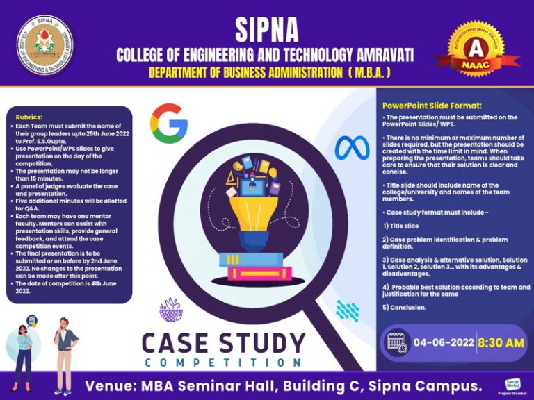 Dept. of MBA:Case Study Competetion – Sipna College Of Engineering And ...