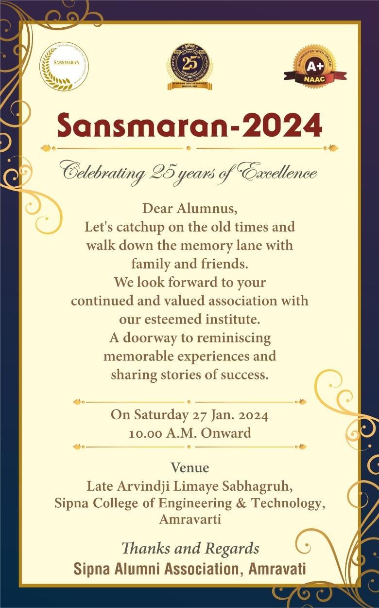 Sansmaran-2024 – Sipna College Of Engineering And Technology, Amravati