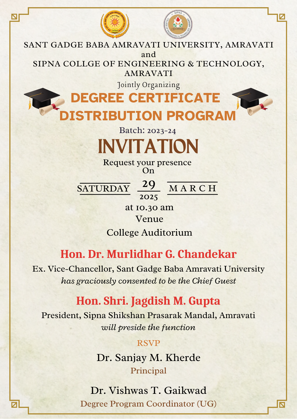 Degree Certificate Distribution Program – Sipna College Of Engineering ...